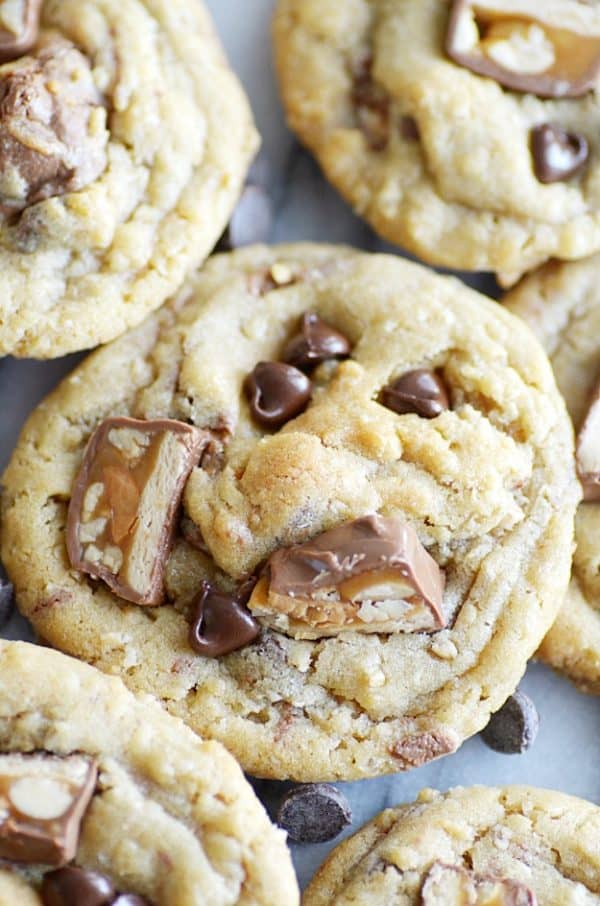 Snickers Oatmeal Chocolate Chip Cookies Recipe - Something Swanky