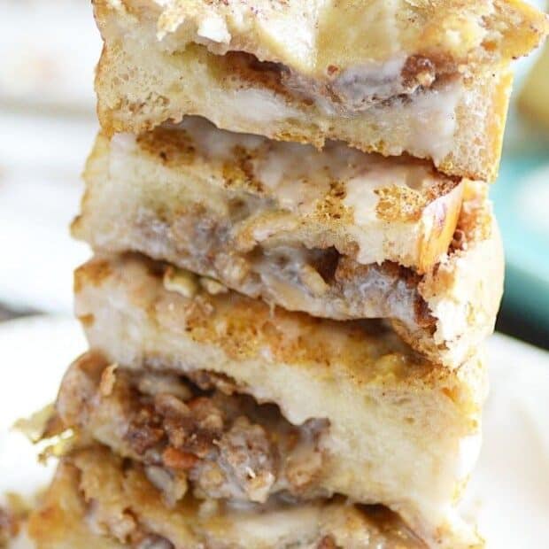 Cinnamon Roll Stuffed Baked French Toast Recipe - Something Swanky