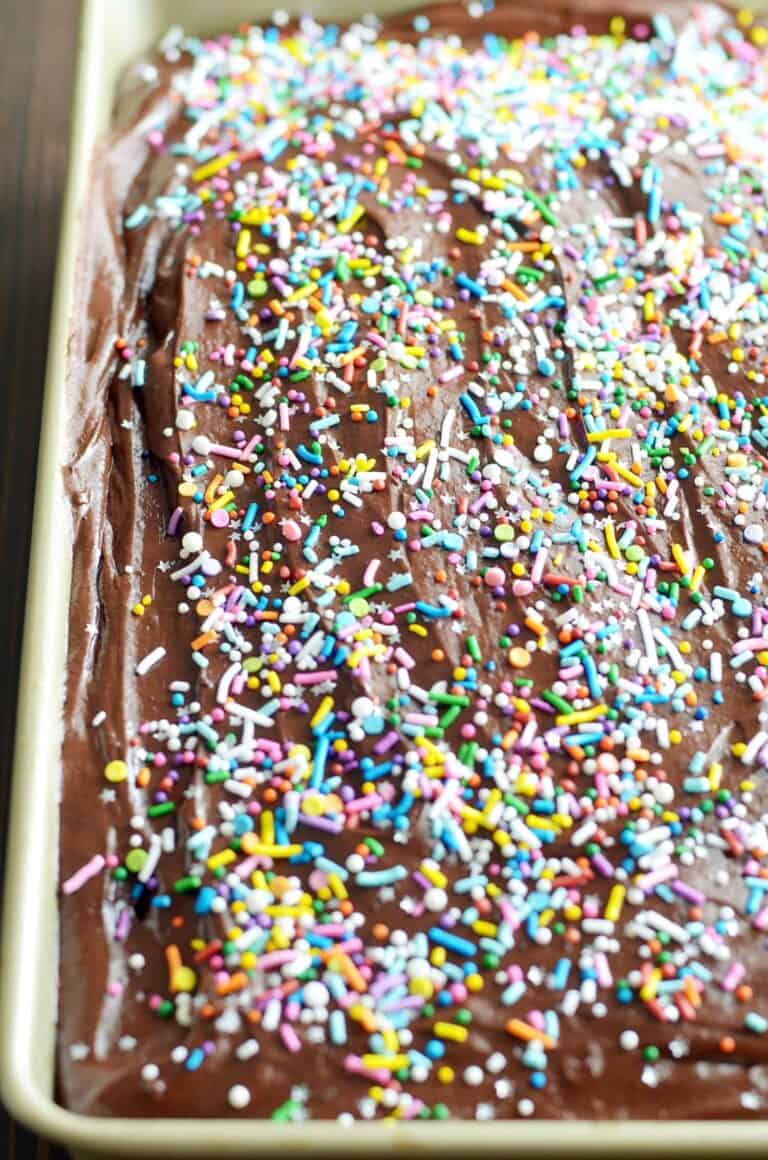 Yellow Birthday Cake with Creamy Chocolate Frosting Recipe - Something ...