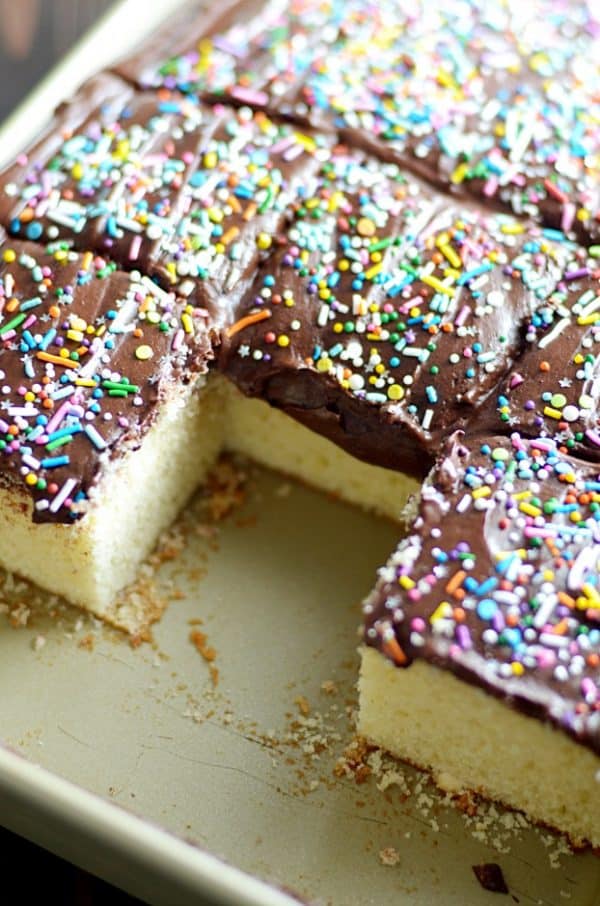 Yellow Birthday Cake with Creamy Chocolate Frosting Recipe - Something ...