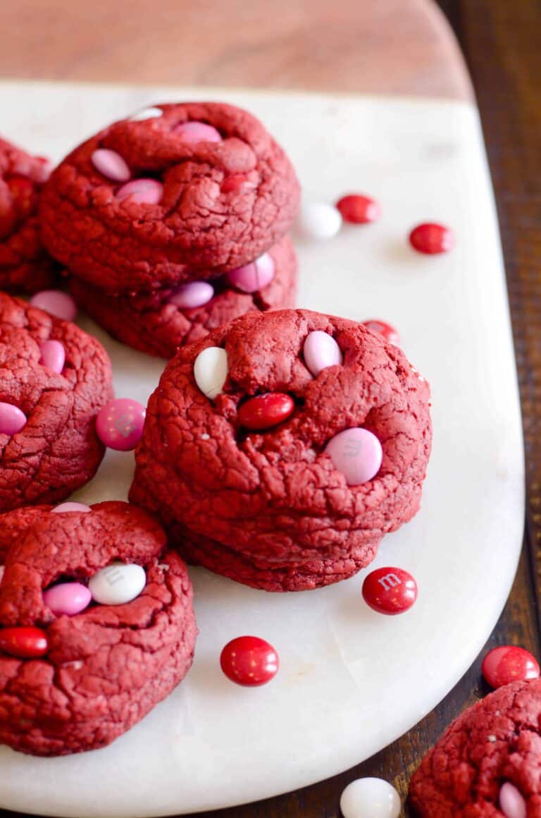 Red Velvet M&M Cookies Recipe - Something Swanky
