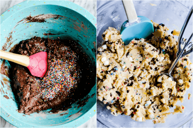 Birthday Brookie Cookies with Extra Chocolate and Sprinkles